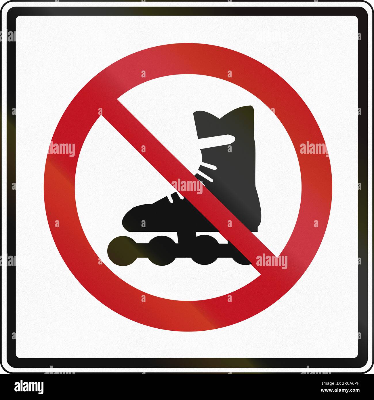 Regulatory sign in Canada - No inline skating. This sign is used in ...