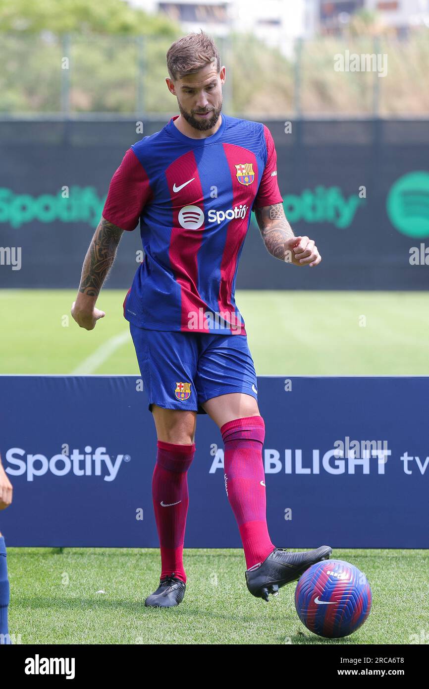 Barcelona, Spain. 13th July, 2023. New signing Inigo Martinez during ...