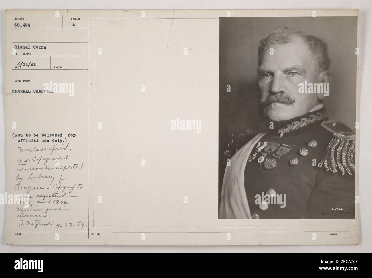 General Chaffee, a prominent military figure during World War One, is ...