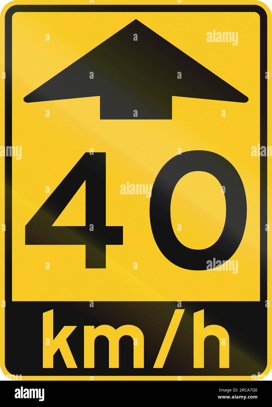 An Canadian warning traffic sign - Advisory speed 40 kmh ahead. This ...