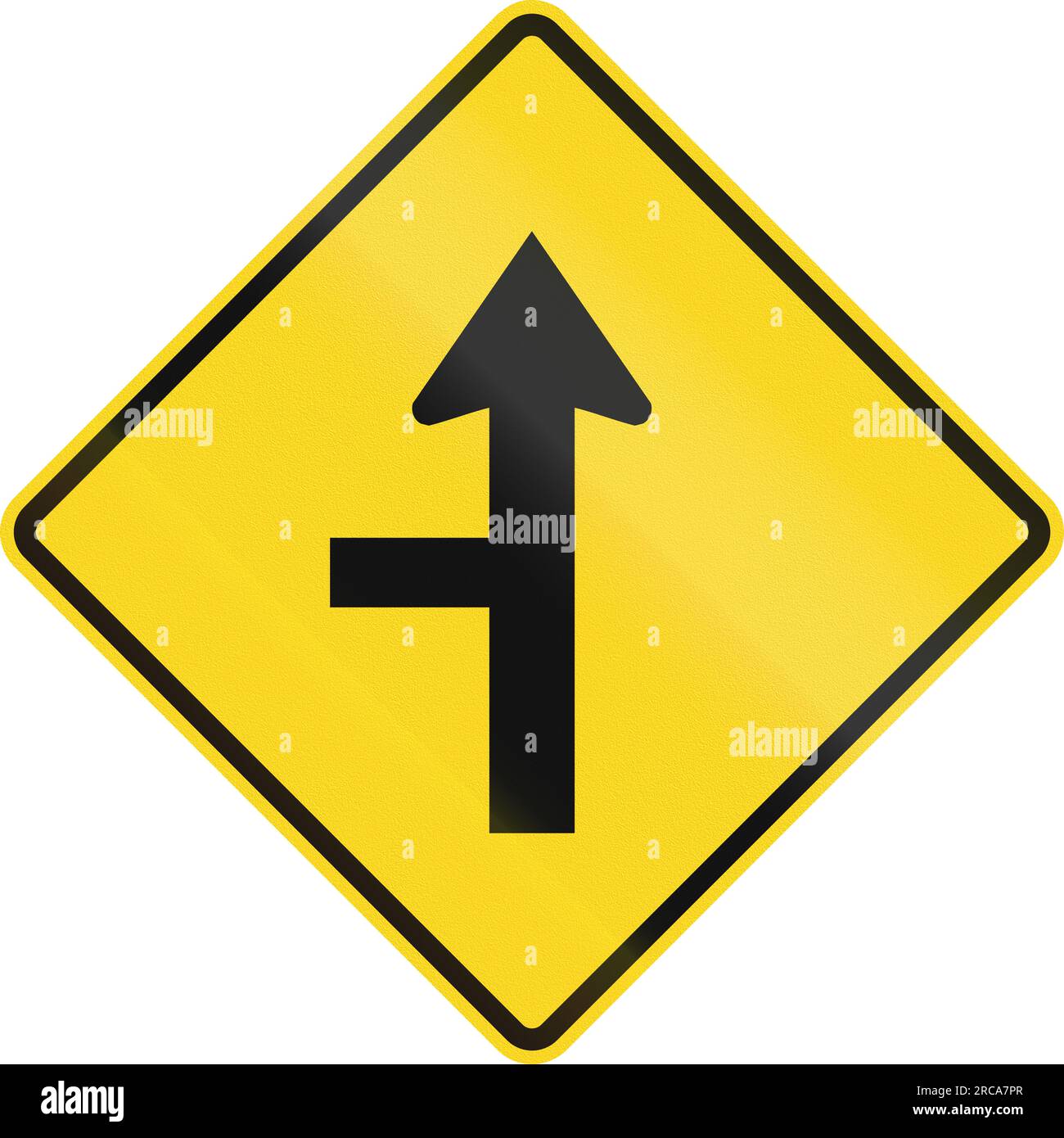 Canadian road warning sign - T-Intersection with Priority ahead. This ...