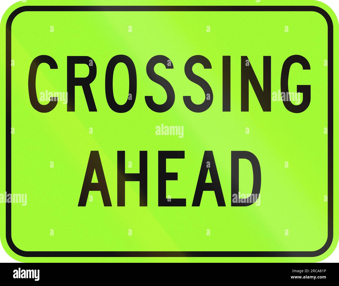 An Canadian warning traffic sign - Crossing ahead, green version. This ...
