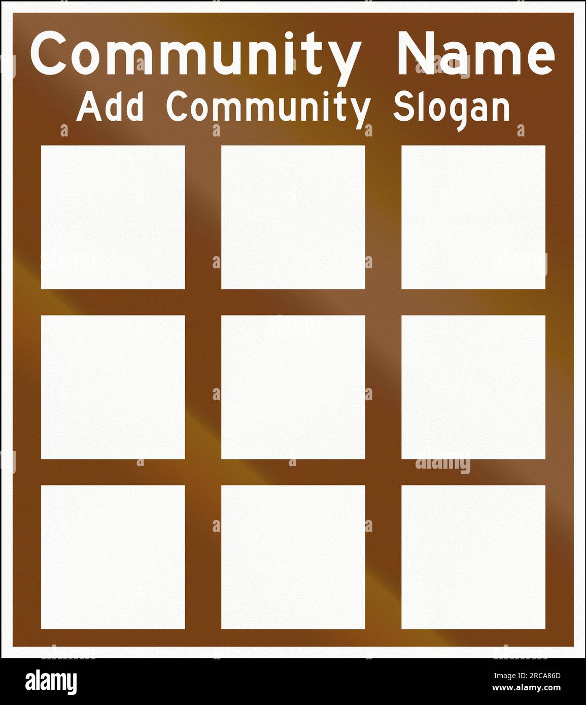 Community sign in Ontario - Canada, with copy space for various symbols ...