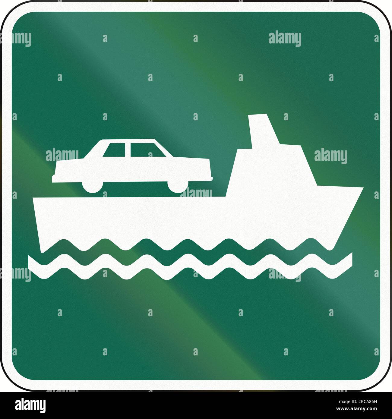 Guide road sign in Canada - Car ferry. This sign is used in Ontario ...