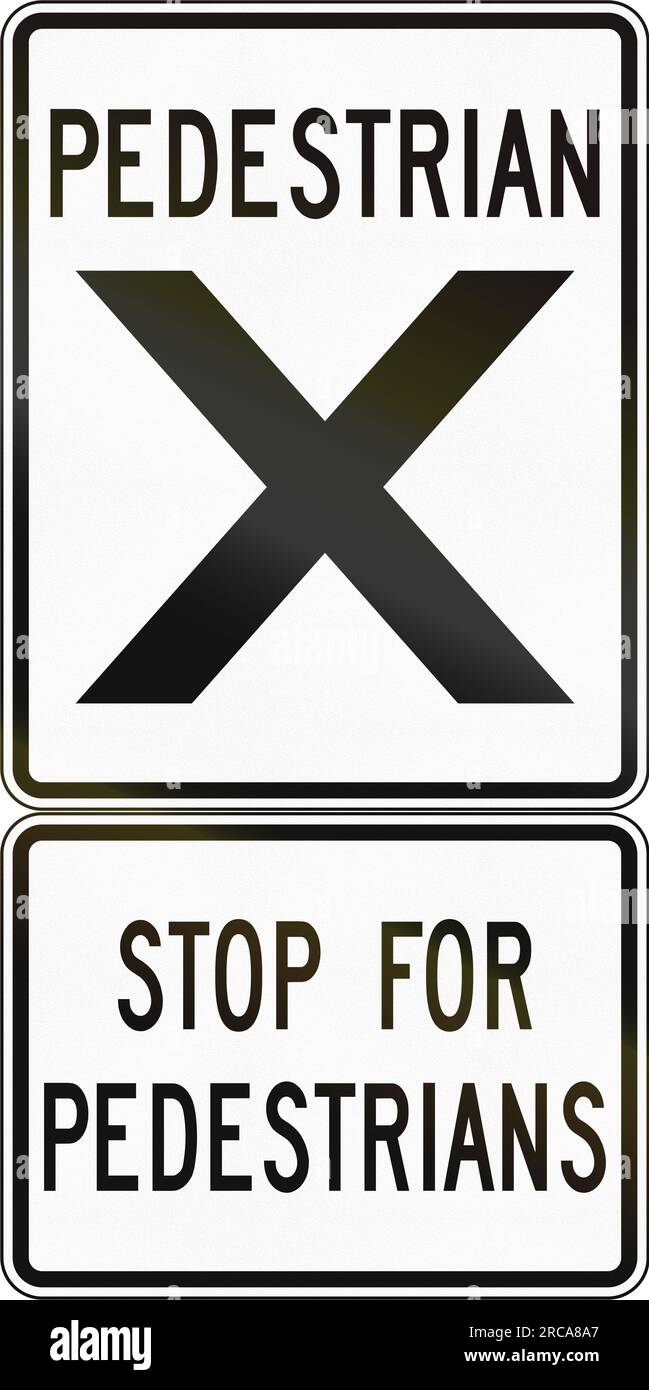 Crosswalk sign in Canada - Stop for pedestrians. This sign is used in ...