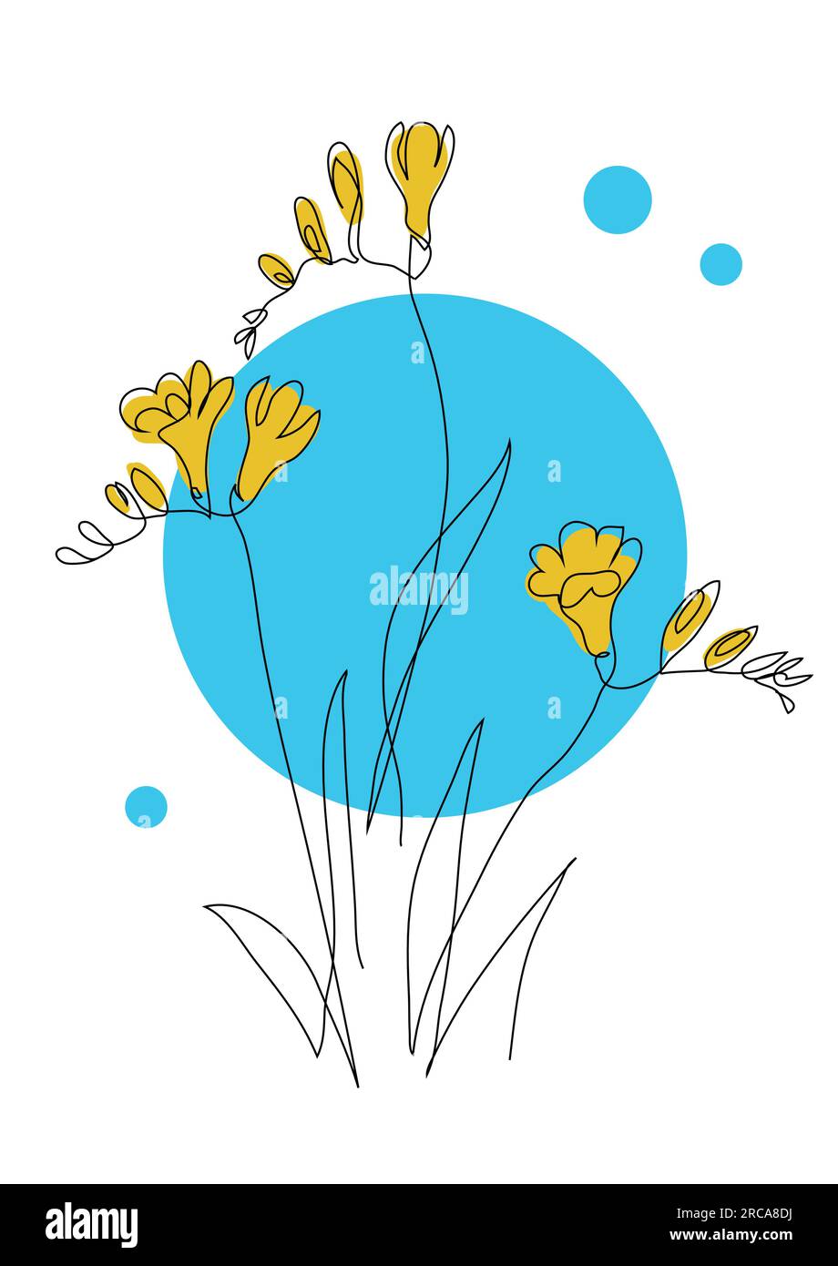 Freesia flower simple vector illustration. One continuous line art ...