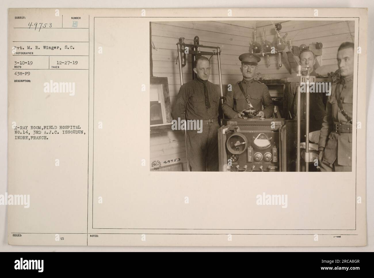 A photograph taken on March 10, 1919, at Field Hospital No. 14 in ...