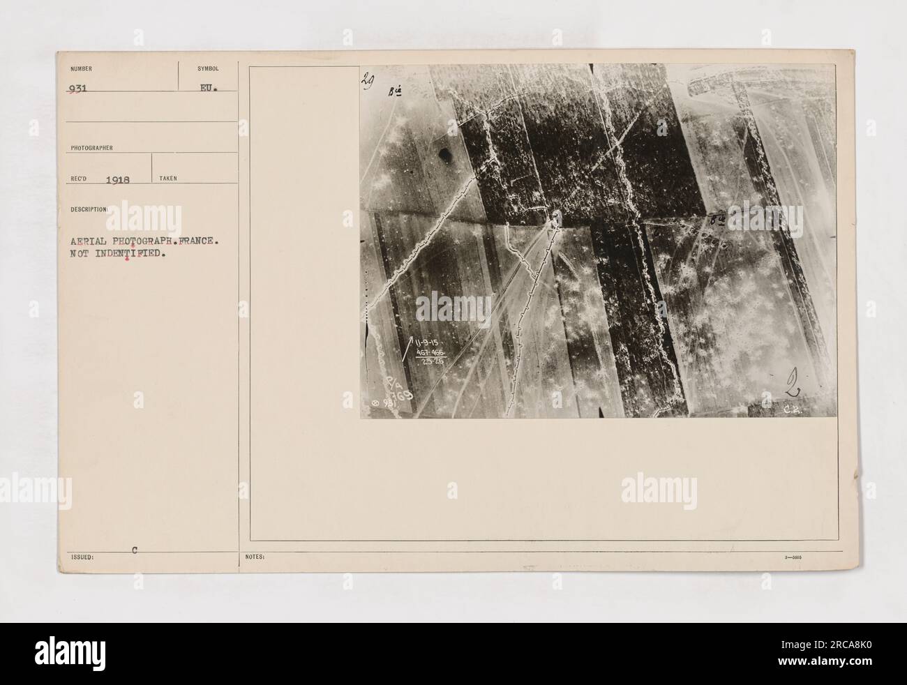 Aerial photograph taken in an unidentified location in France during ...