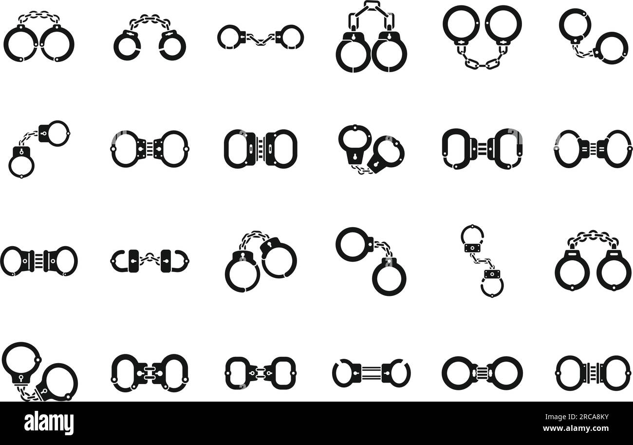 Handcuffs icons set simple vector. Police jail. Arrest prison Stock ...