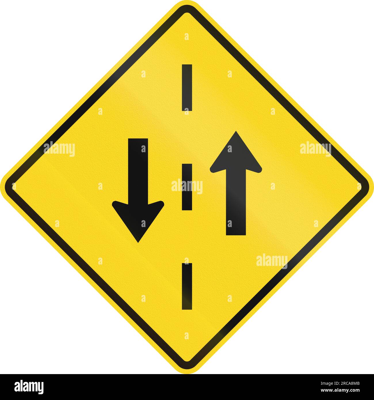 Warning road sign in Canada - Opposing traffic. This sign is used in ...