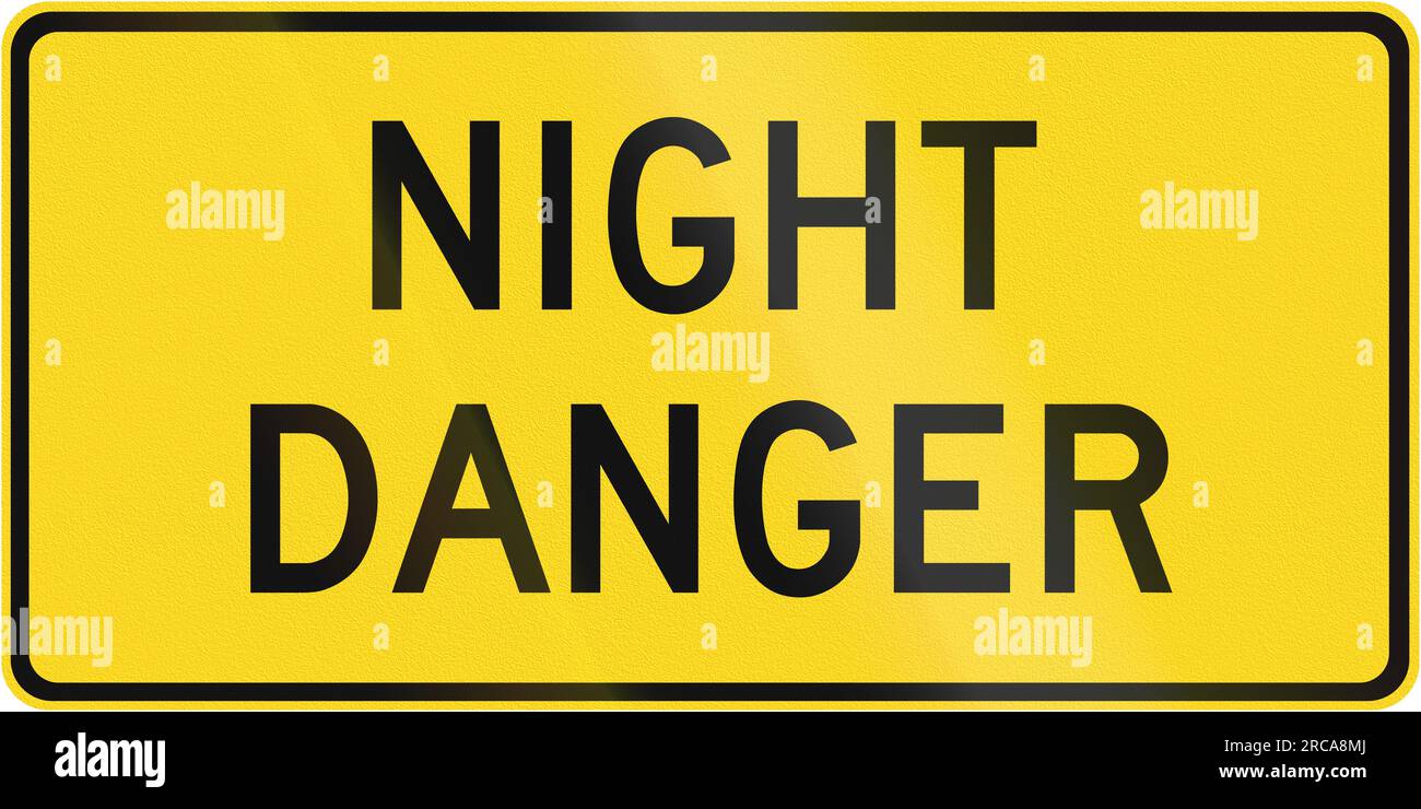 Warning road sign in Canada - Night danger. This sign is used in ...