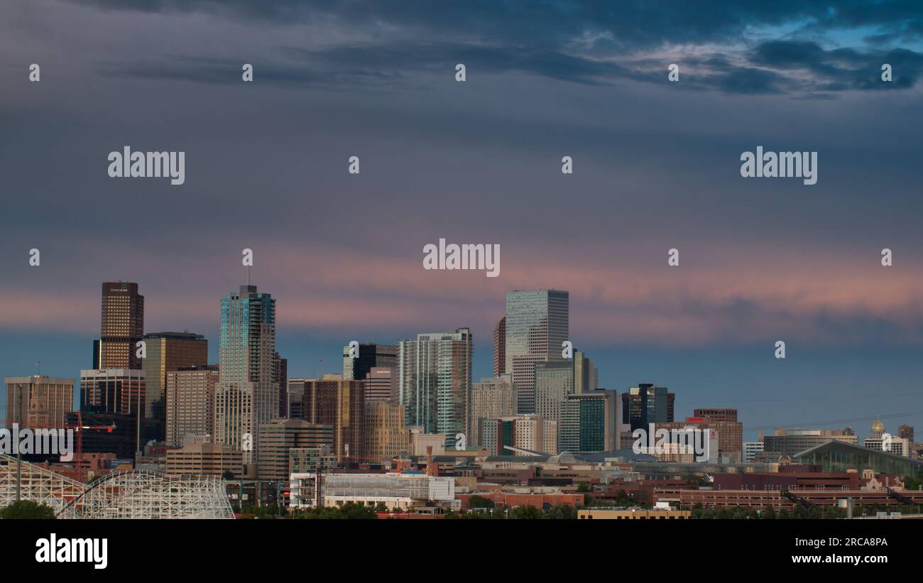 Mile High City of Denver by night Stock Photo - Alamy