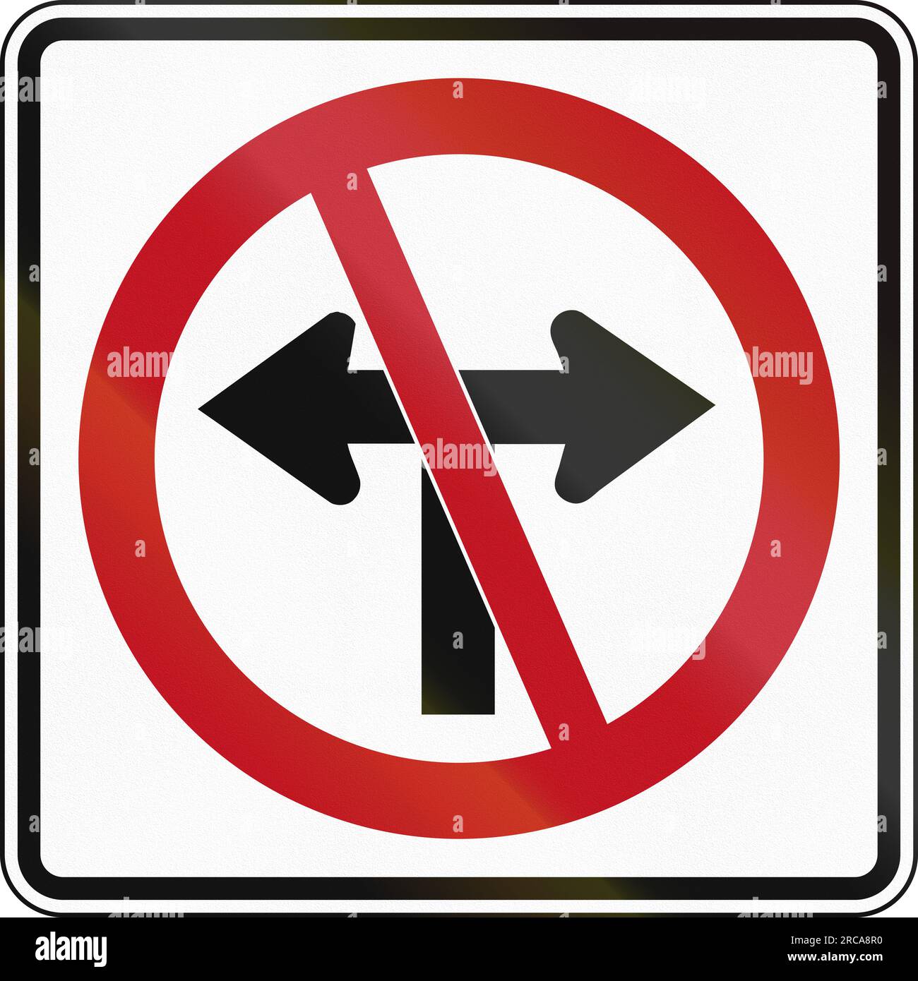 Canada traffic sign - No right or left turn. This sign is used in ...