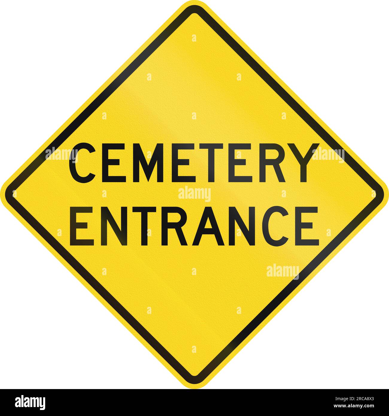 Warning road sign in Canada - Cemetary entrance. This sign is used in ...