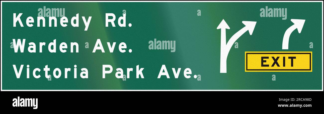 A guide road sign with exit in Ontario, Canada Stock Photo - Alamy