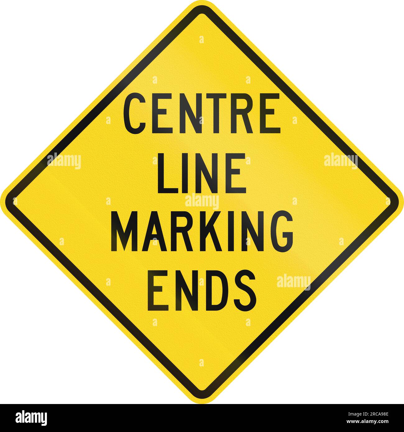 Warning road sign in Canada - Centre line marking ends. This sign is ...