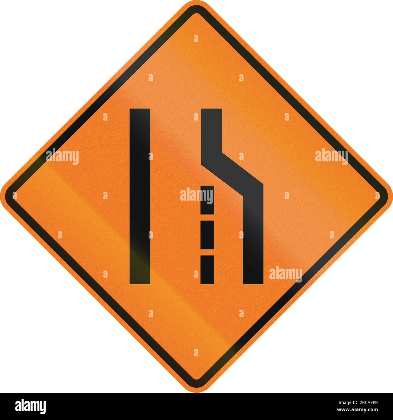 Canadian temporary road warning sign - Right lane ends or road narrows ...