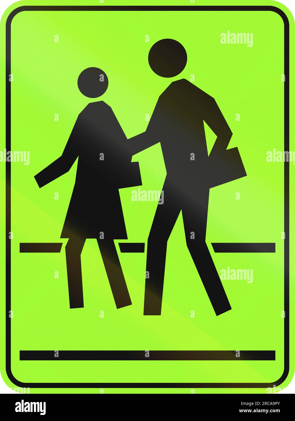Canadian school crossing warning sign, new green version. This sign is ...