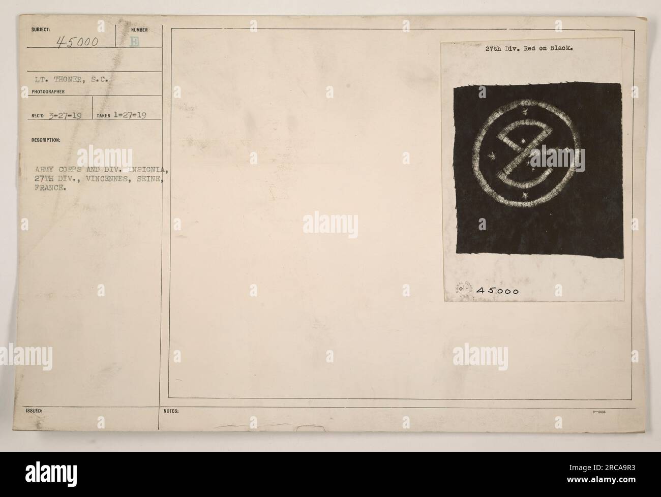Lieutenant Thoner, S.C., is seen wearing an army corps and division ...