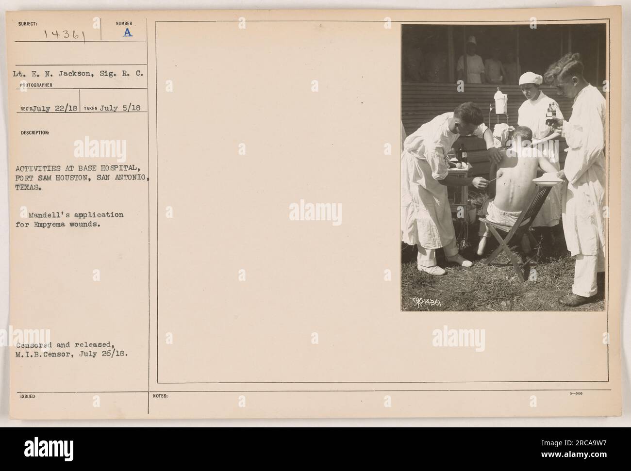 Image shows Lieutenant E. N. Jackson, Sig. R. C. at Base Hospital, Port ...