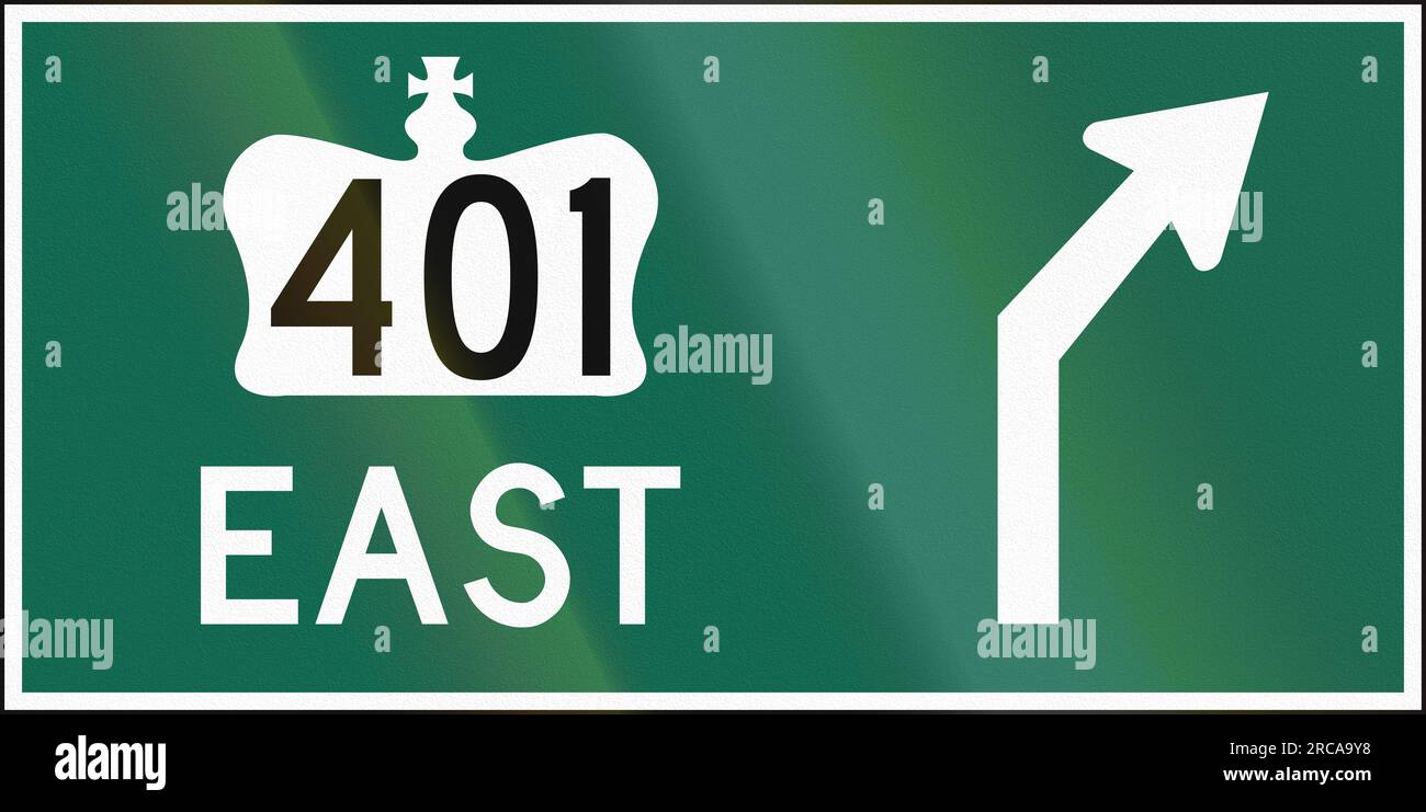 Guide road sign in Ontario, Canada - Highway direction Stock Photo - Alamy