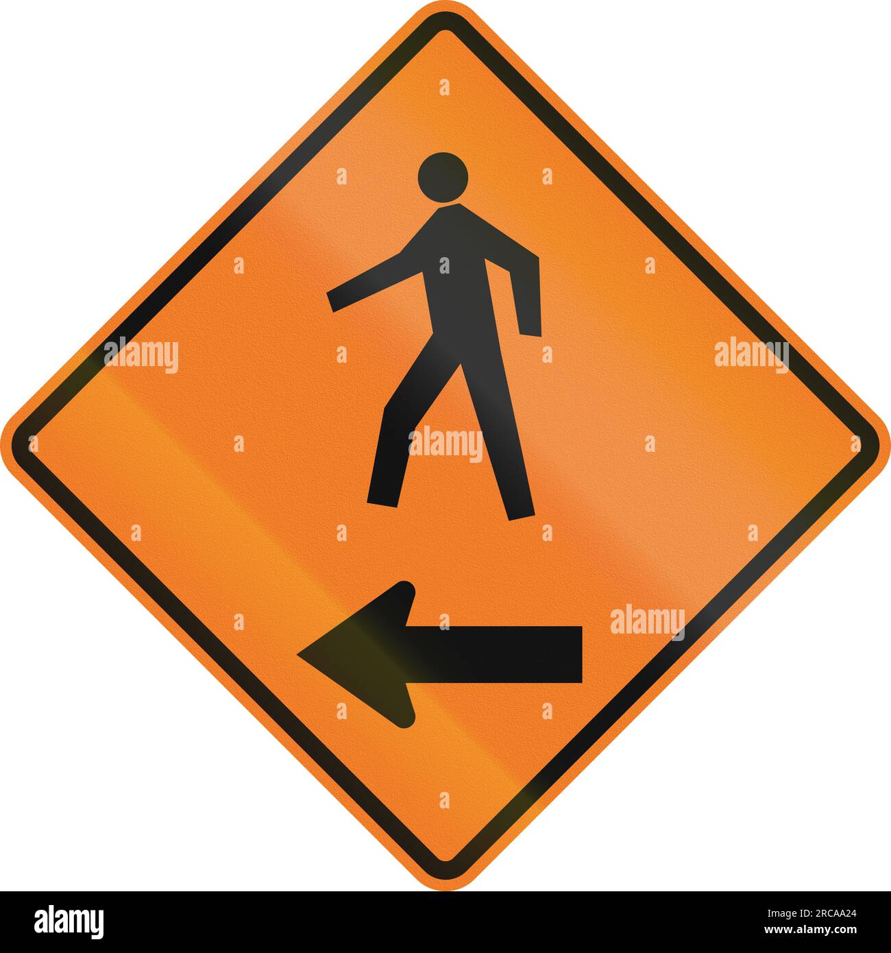 Canadian temporary traffic warning sign - Pedestrians on the left. This ...