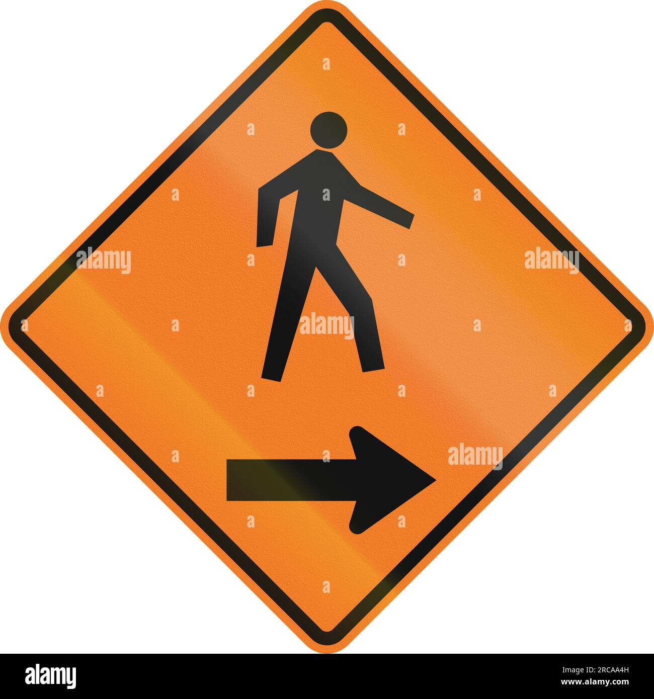 Canadian temporary traffic warning sign - Pedestrians on the right ...