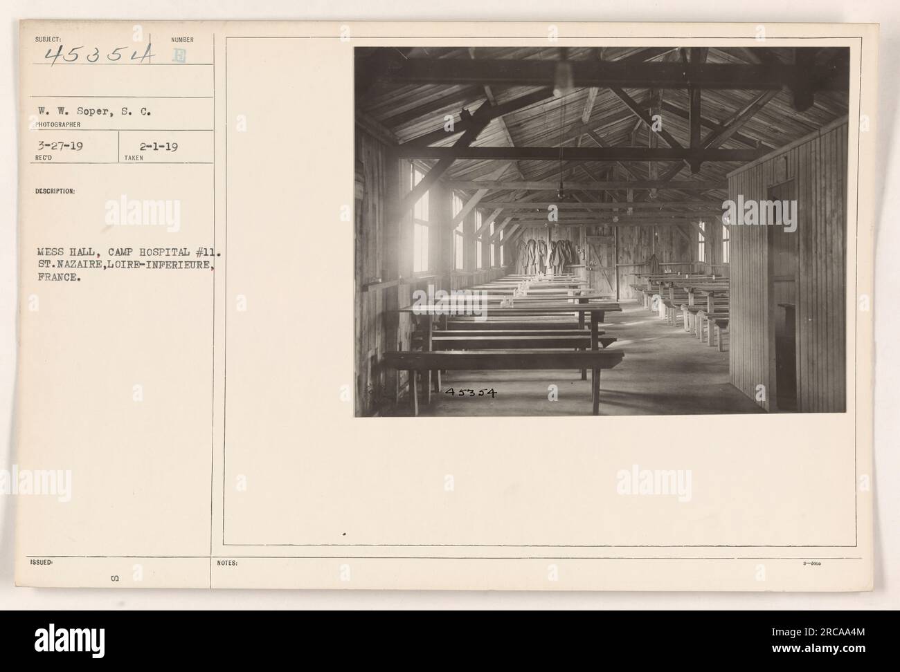 Caption: Mess hall at Camp Hospital #11 in St. Nazaire, Loire ...