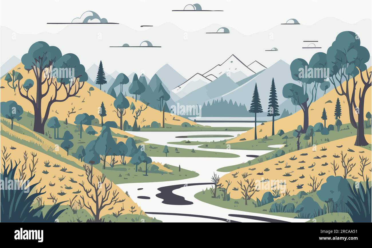 Serene garden scene Stock Vector Images - Alamy