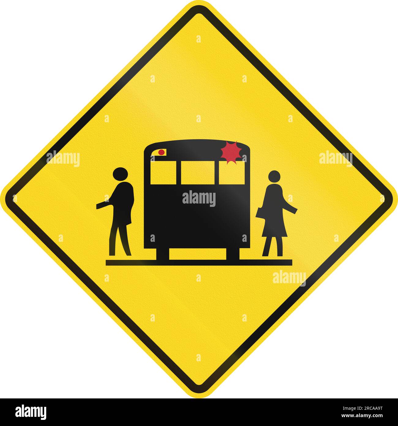 Canadian school warning sign - School bus stop ahead. This sign is used ...