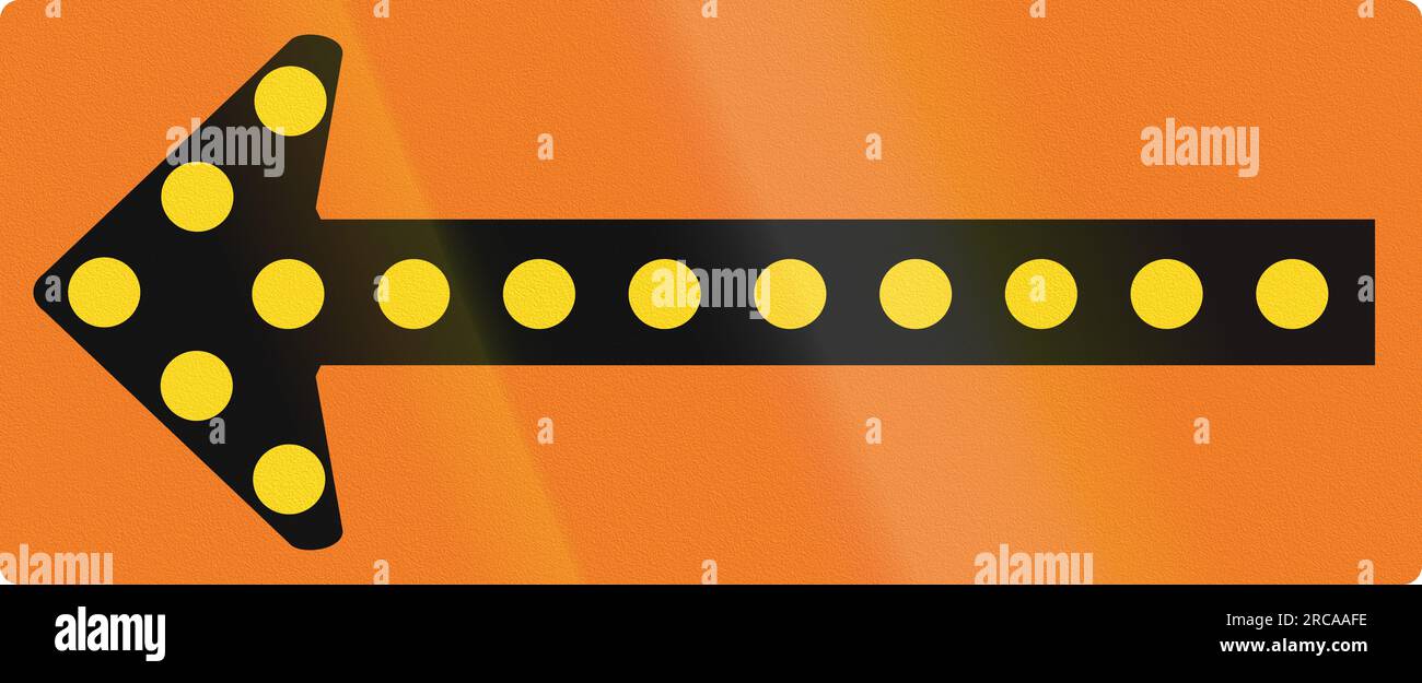 Canadian marking on construction barriers with arrow, used in Ontario ...