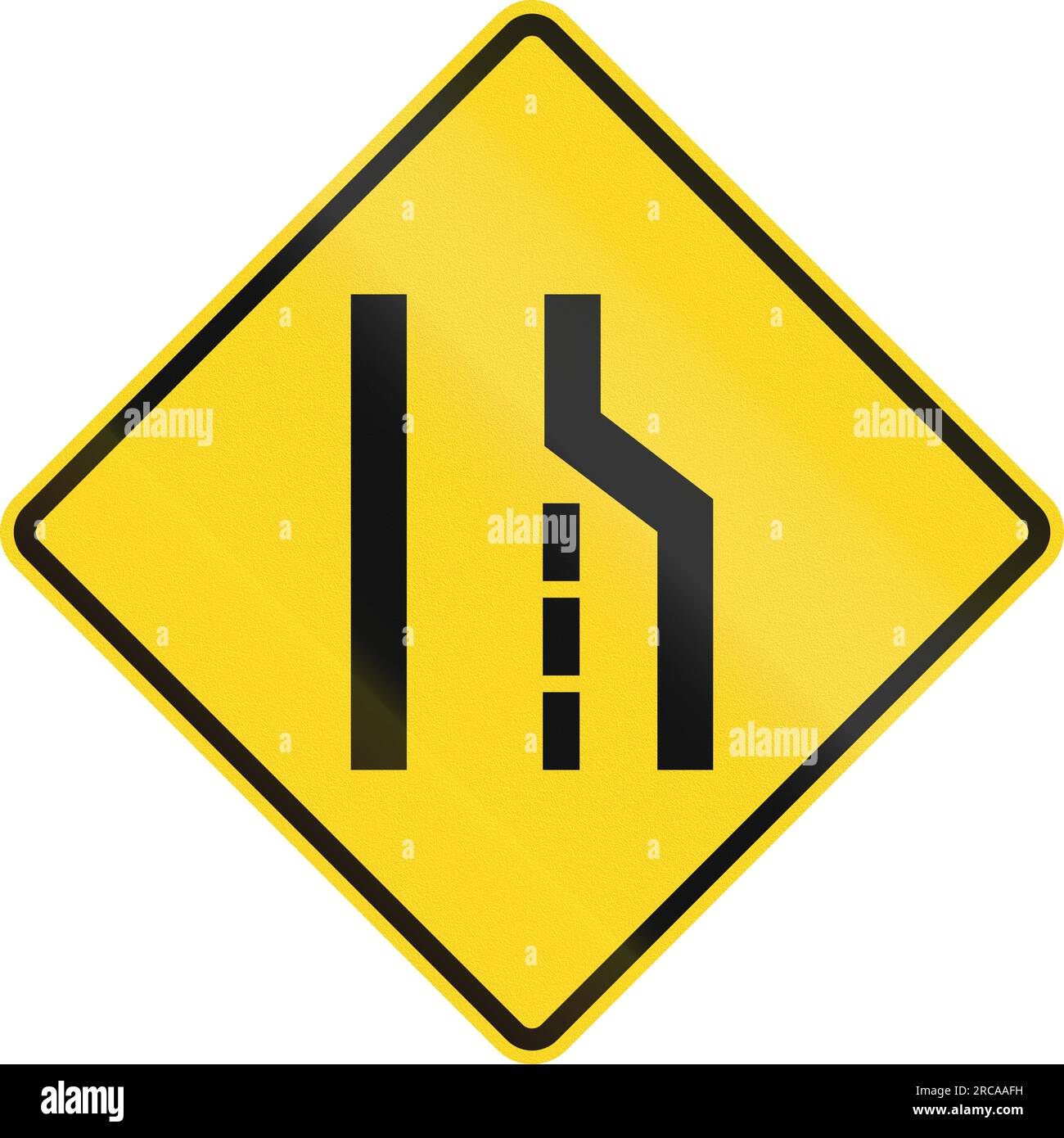 Canadian road warning sign - Right lane ends or road narrows from the ...