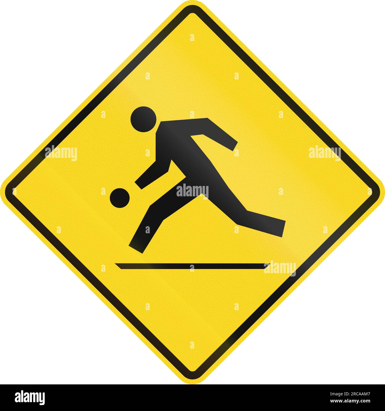 Warning road sign in Canada - Playing children. This sign is used in ...