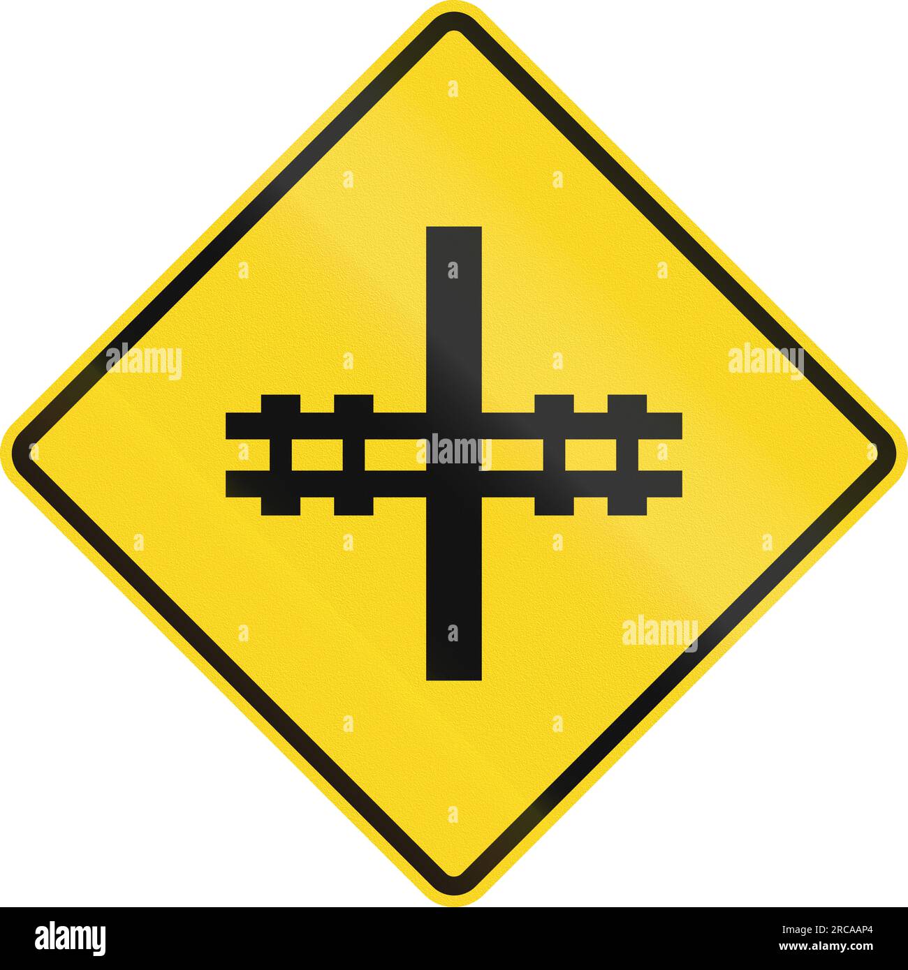 Warning road sign in Canada - Level crossing without barrier. This sign ...