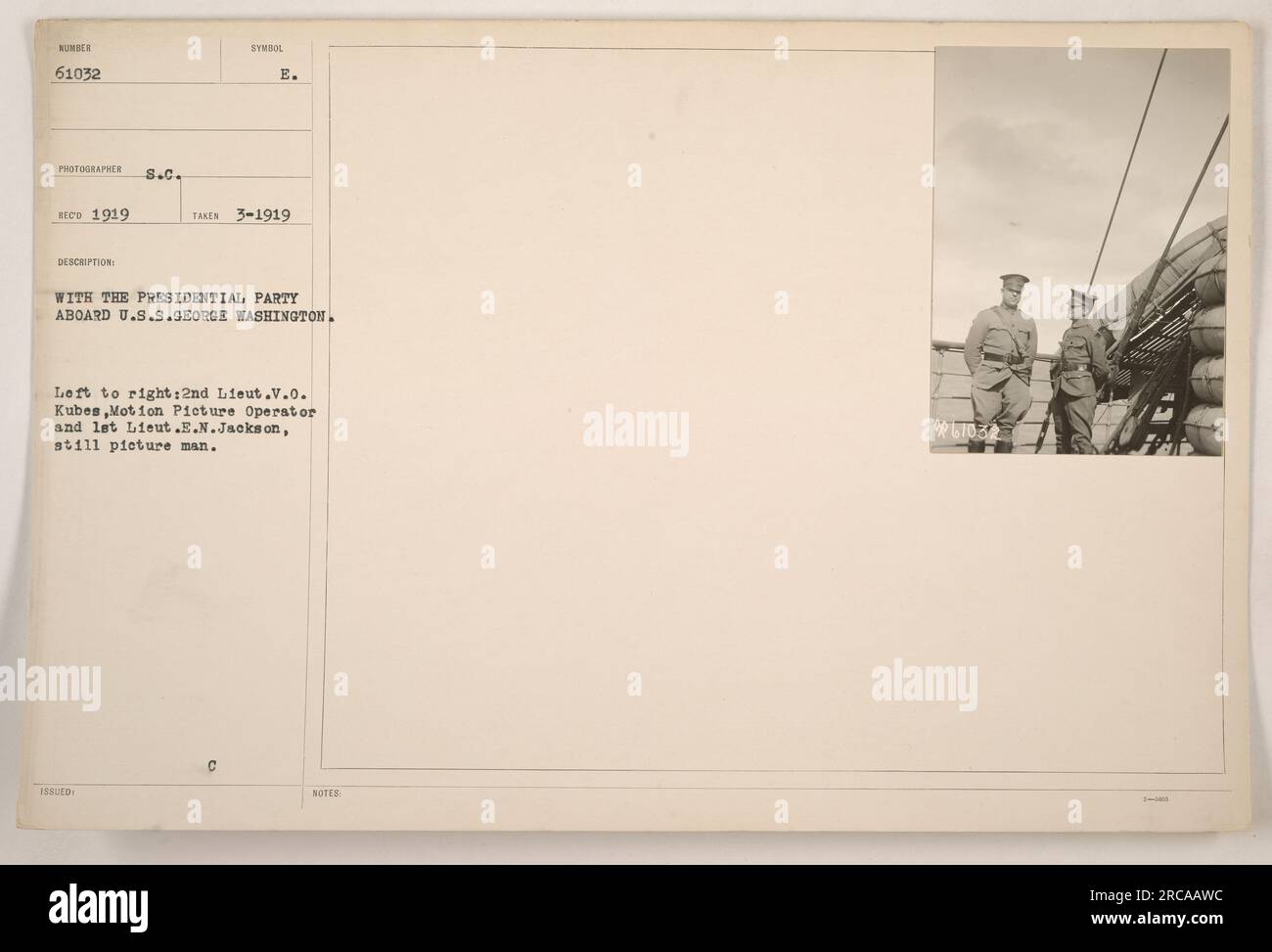 From left to right: 2nd Lieutenant V.O. Kubes, Motion Picture Operator ...