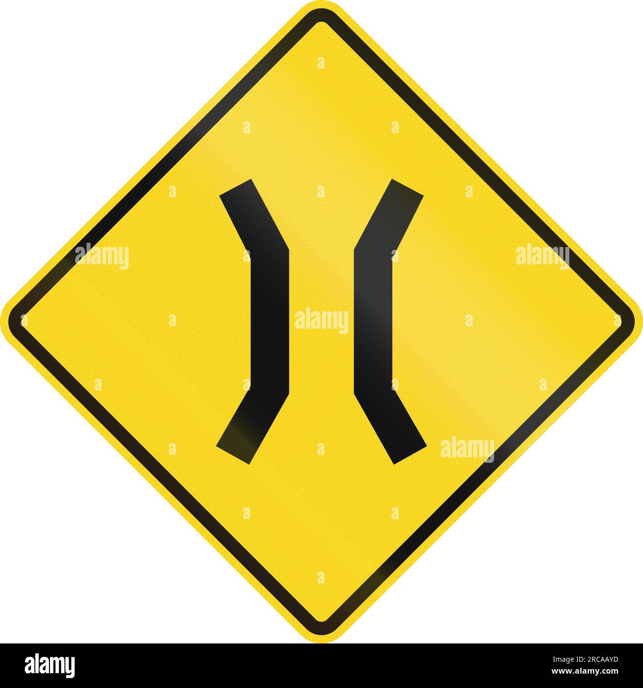 Canadian road warning sign - Narrow bridge. This sign is used in ...