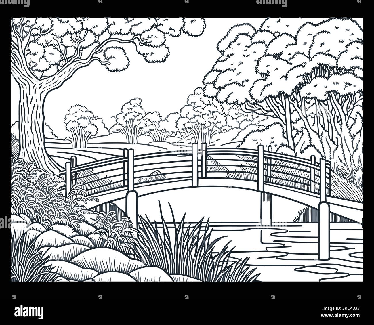 Wood Bridge Coloring Page