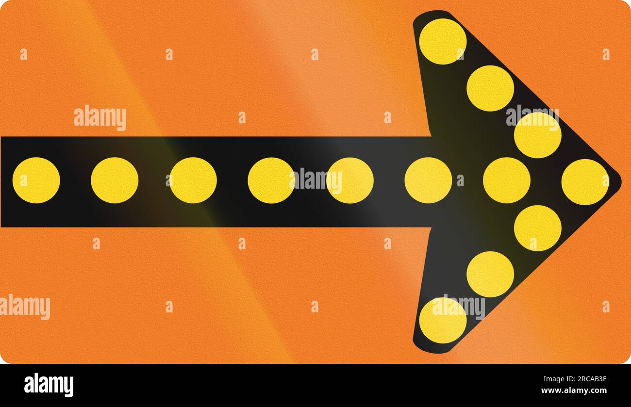 Canadian marking on construction barriers with arrow, used in Ontario ...