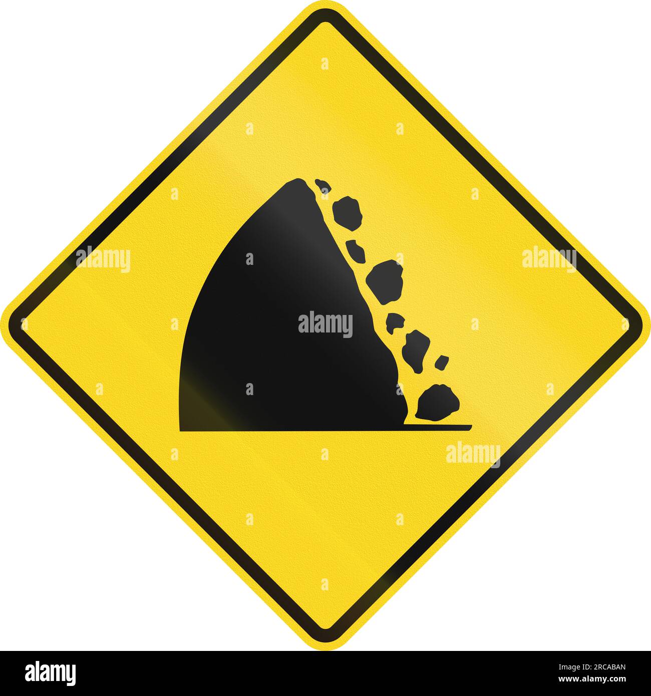 Canadian warning traffic sign - Falling Rocks from the left. This sign ...