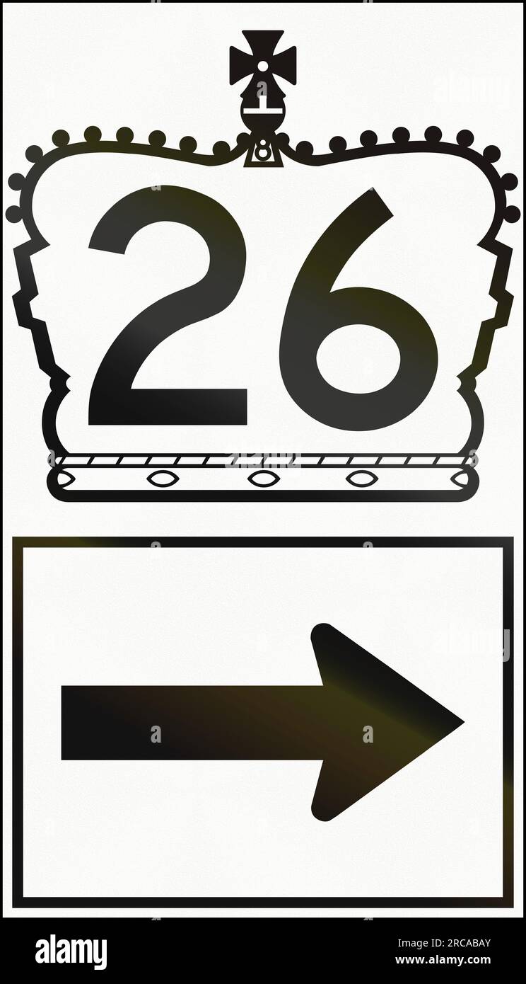 Canadian highway direction shield of a provincial route with number 26 ...