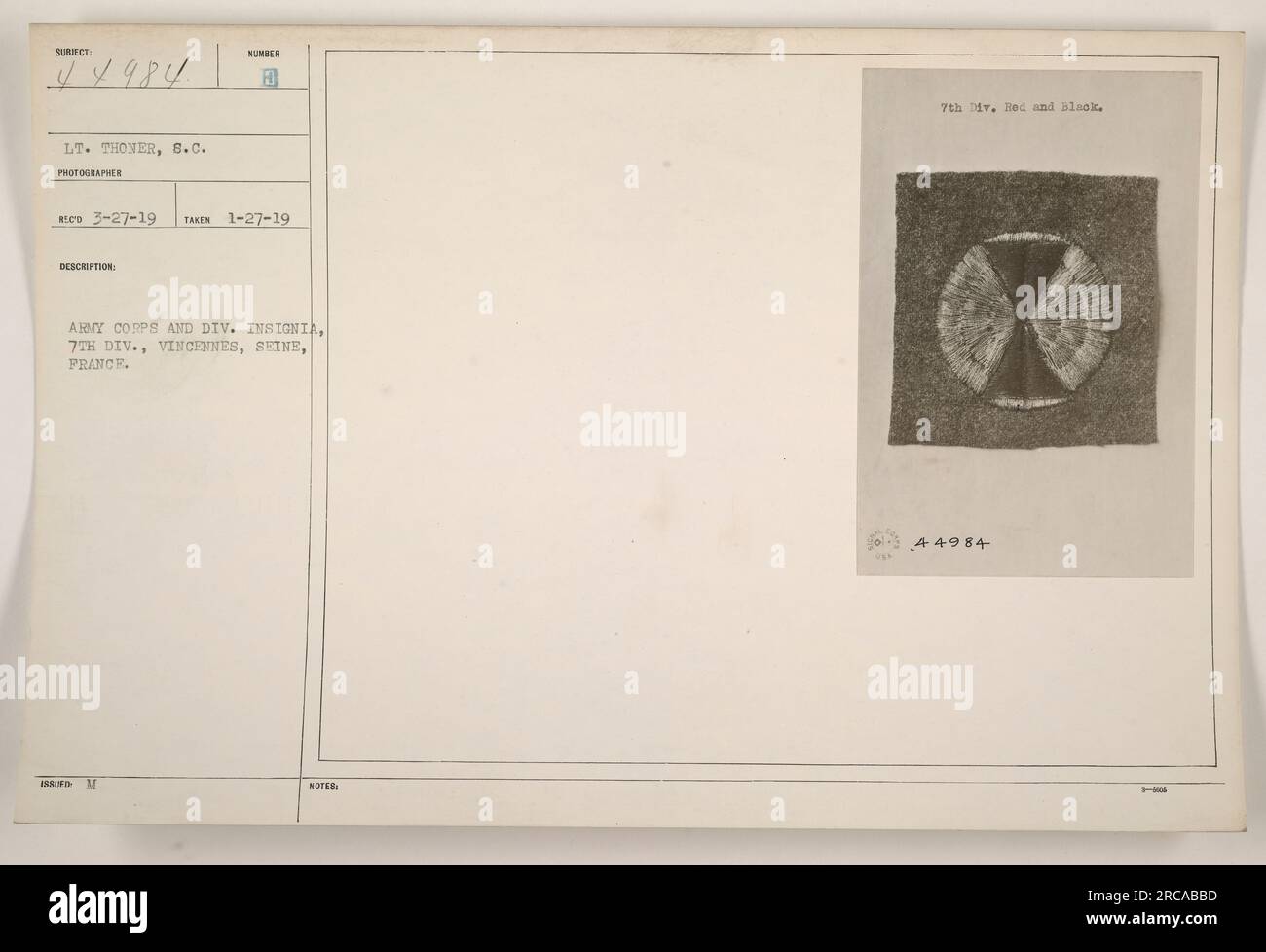 Insignia of the 7th Division, Army Corps and Division, located in ...