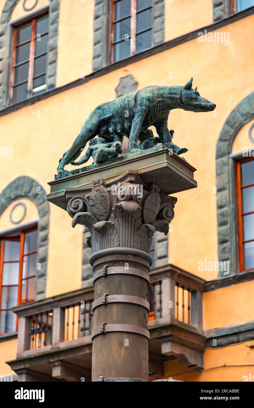 Siena, Italy - APR 7, 2022: The Capitoline Wolf sculpture depicting a ...