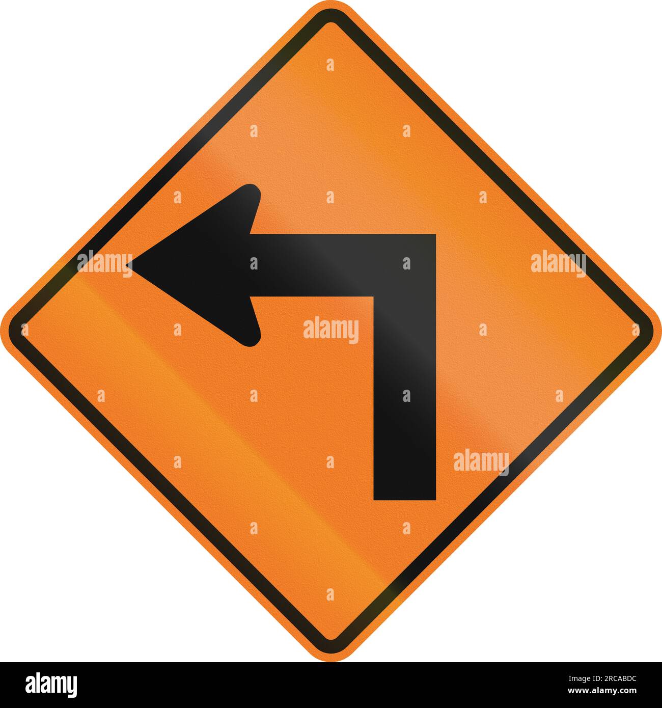 Canadian temporary road warning sign - Left curve ahead. This sign is ...