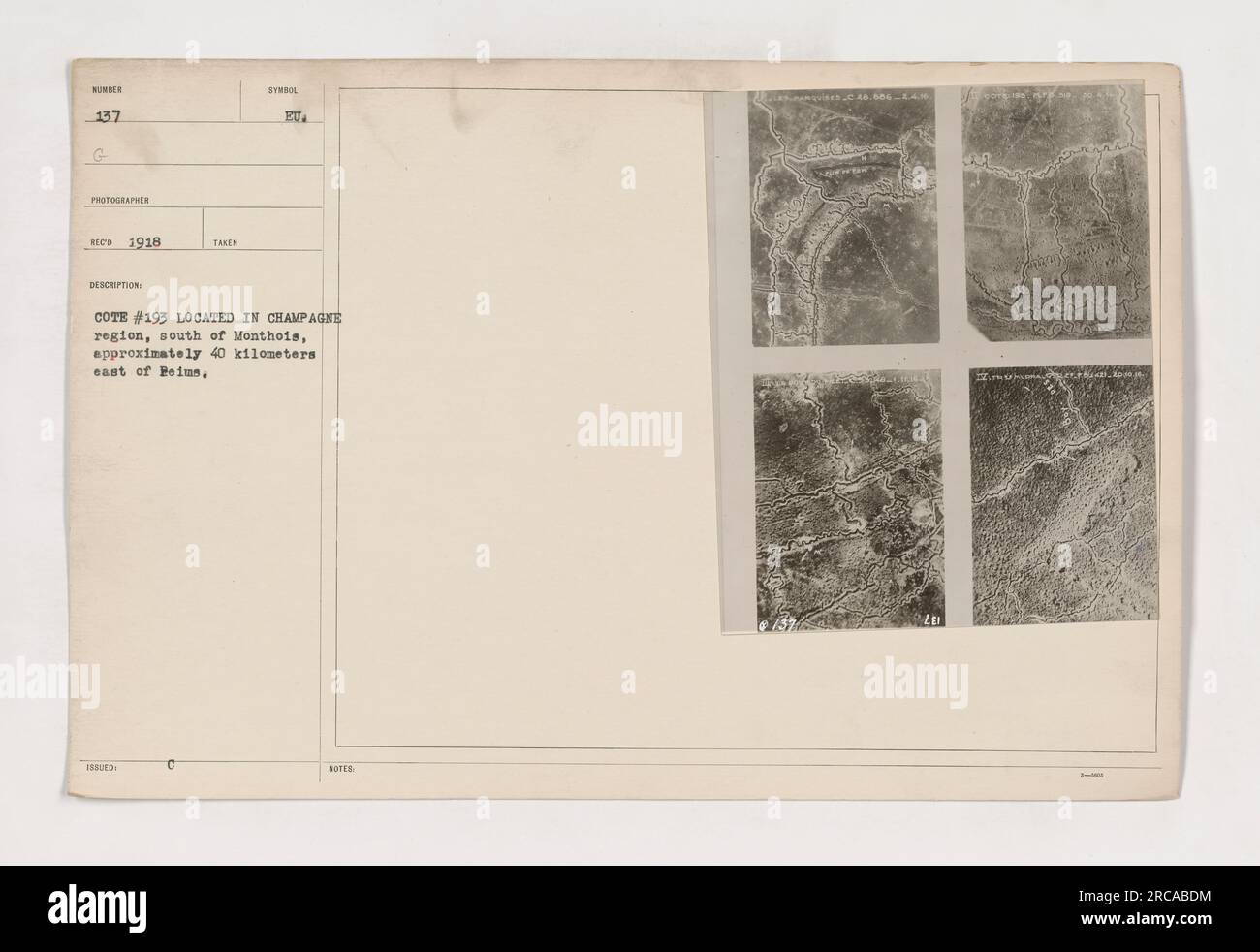 This photograph, labeled as 111-SC-137, was taken in Champagne region during World War One. It ...