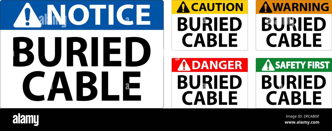Danger Sign Buried Cable On White Background Stock Vector Image & Art ...