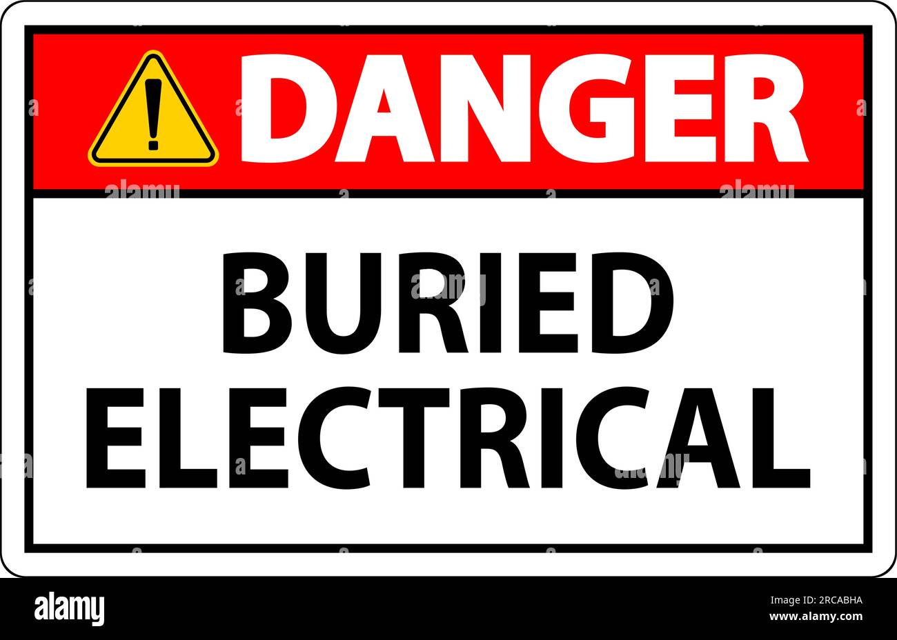 Danger Sign Buried Electrical On White Bacground Stock Vector Image ...