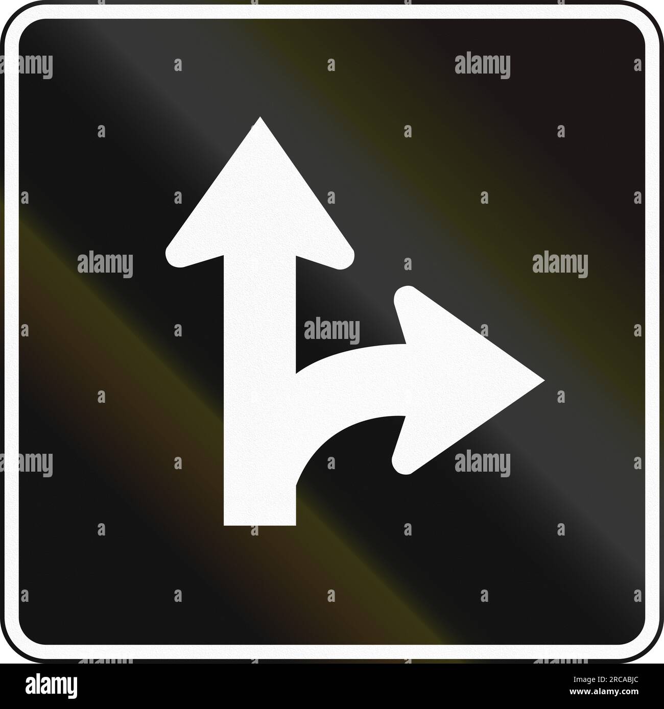 Lane management sign in Canada - Lane for right turn and straight ...