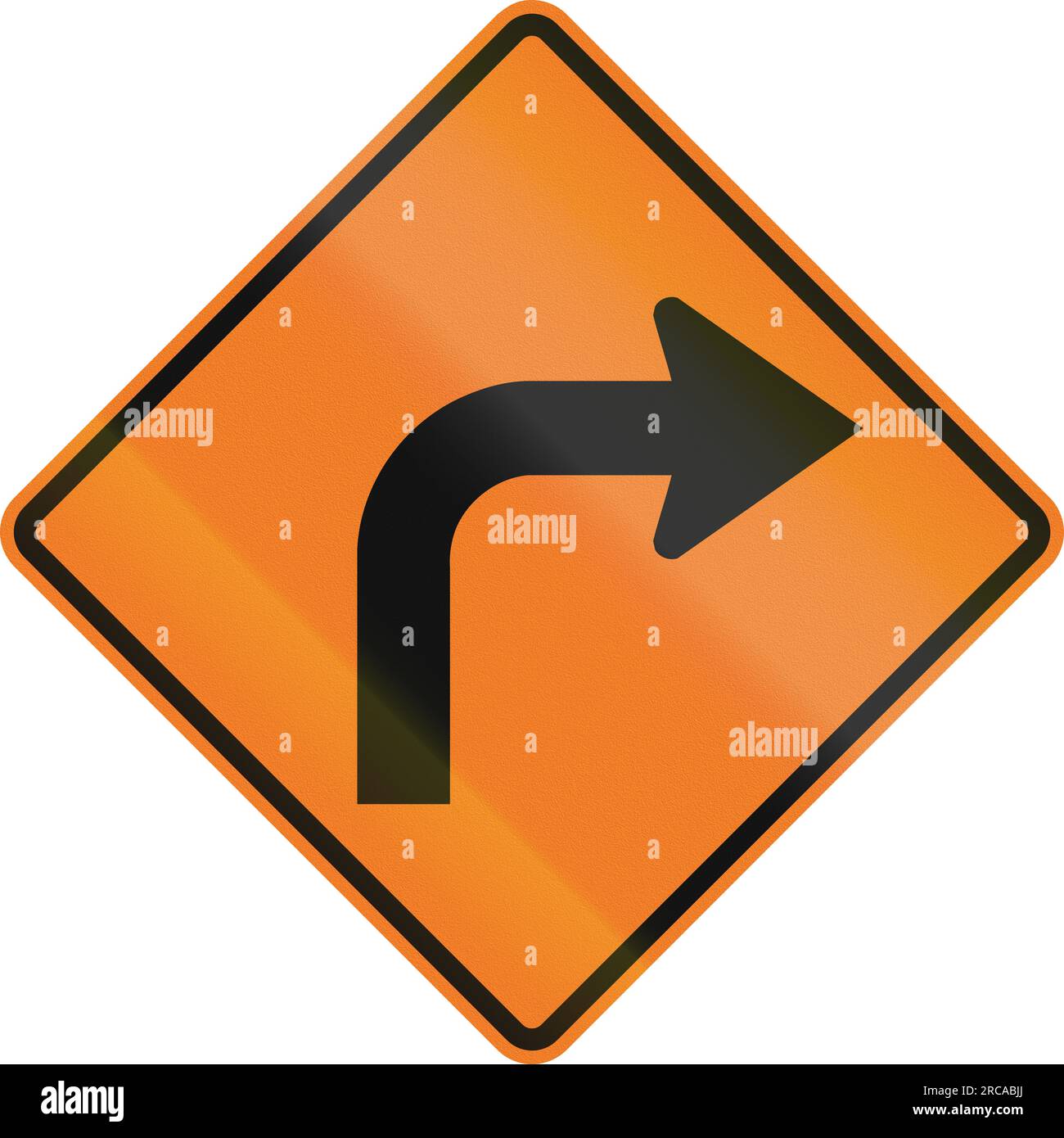 Canadian temporary temporary road warning sign - Right curve ahead ...