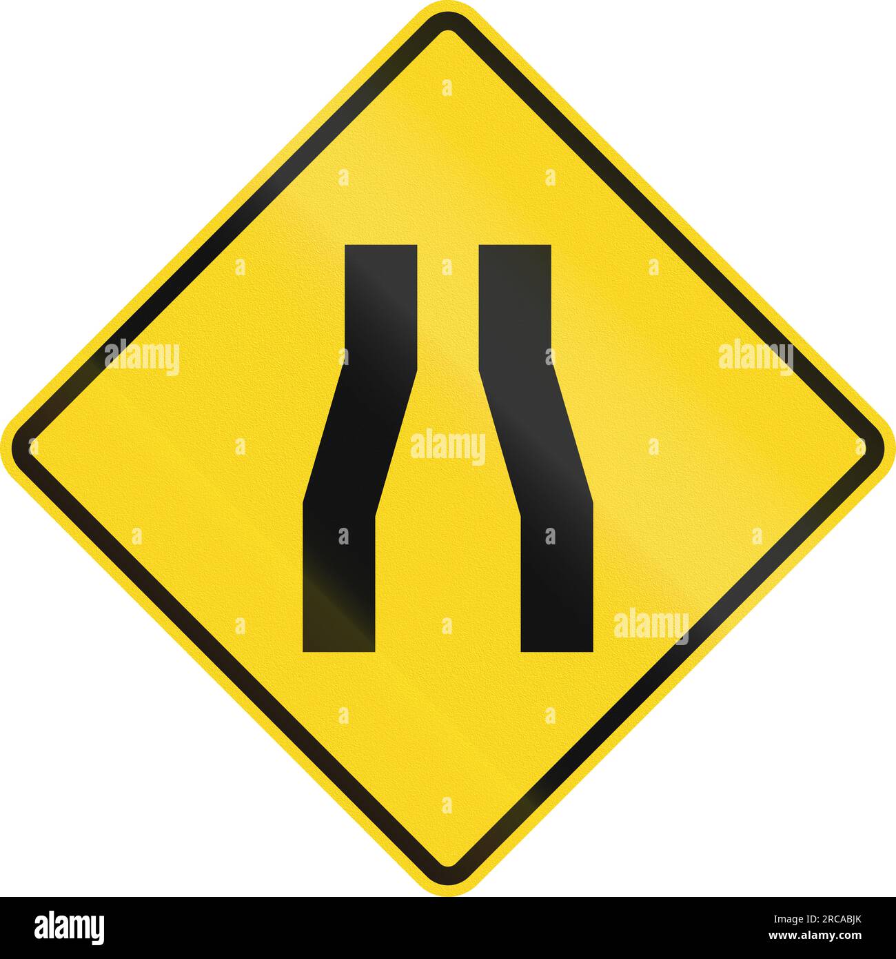 Canadian road warning sign - One lane road/narrow road ahead. This sign ...