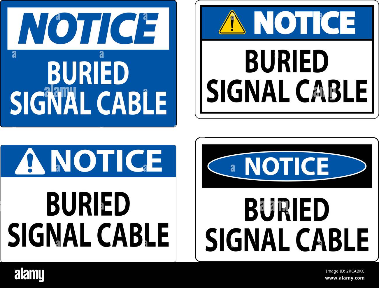 Notice Sign Buried Signal Cable On White Bacground Stock Vector Image ...